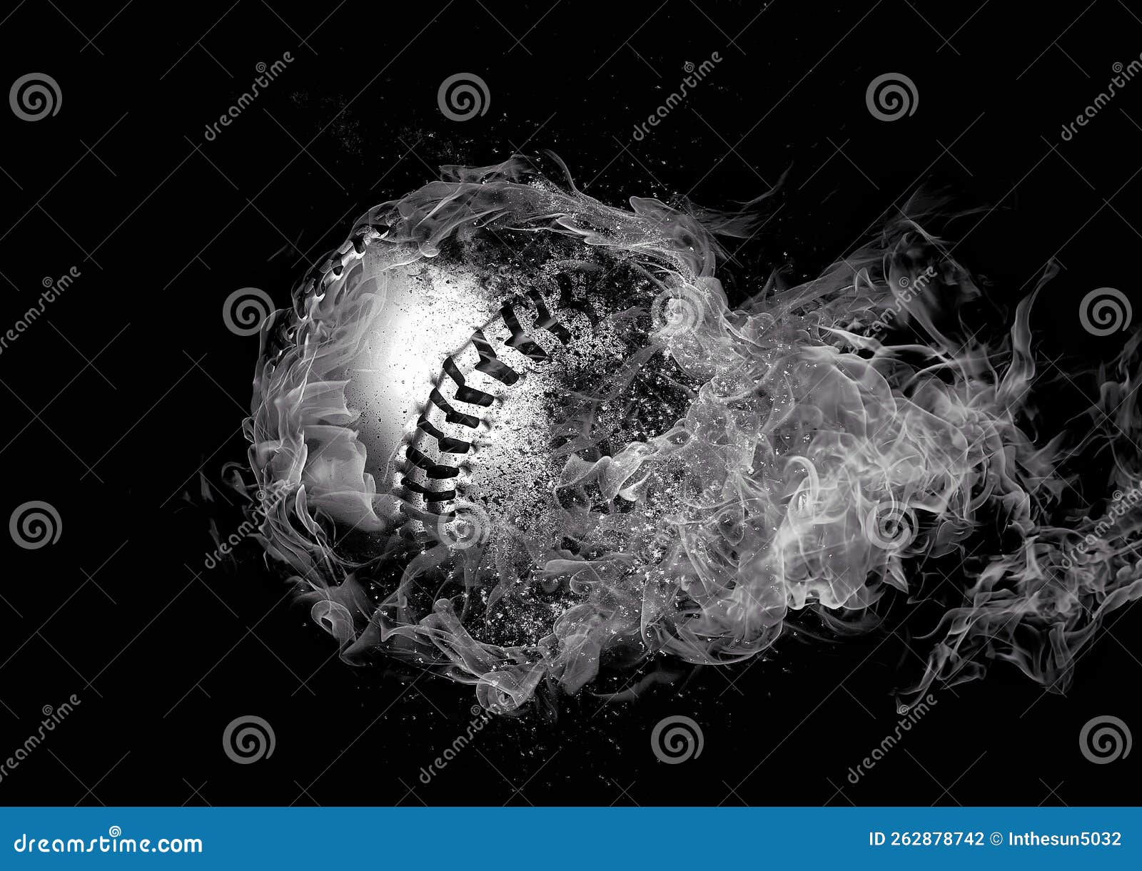 3d Illustration Compositing Flame Effect on Baseball Stock Illustration ...
