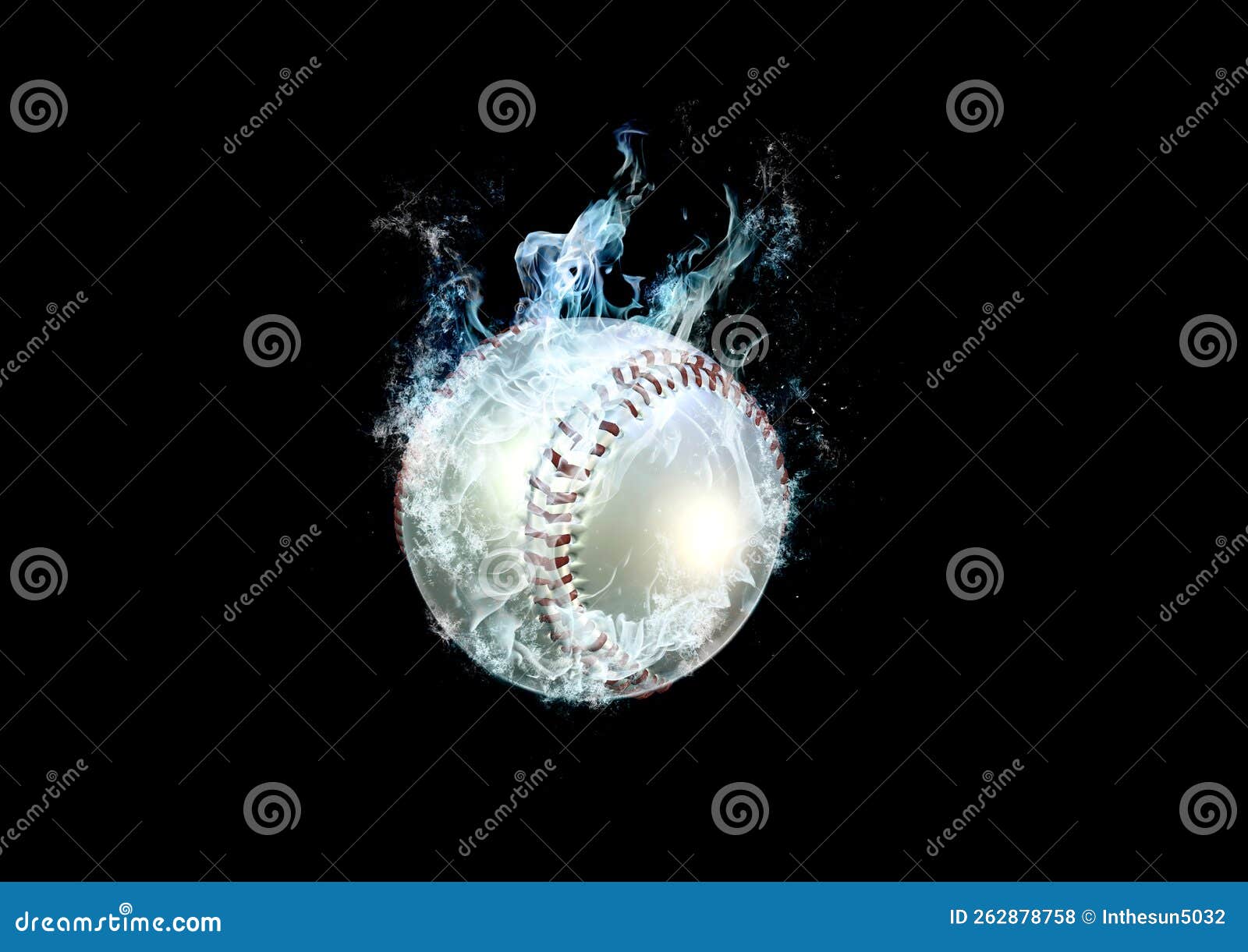 3d Illustration Compositing Flame Effect on Baseball Stock Illustration ...