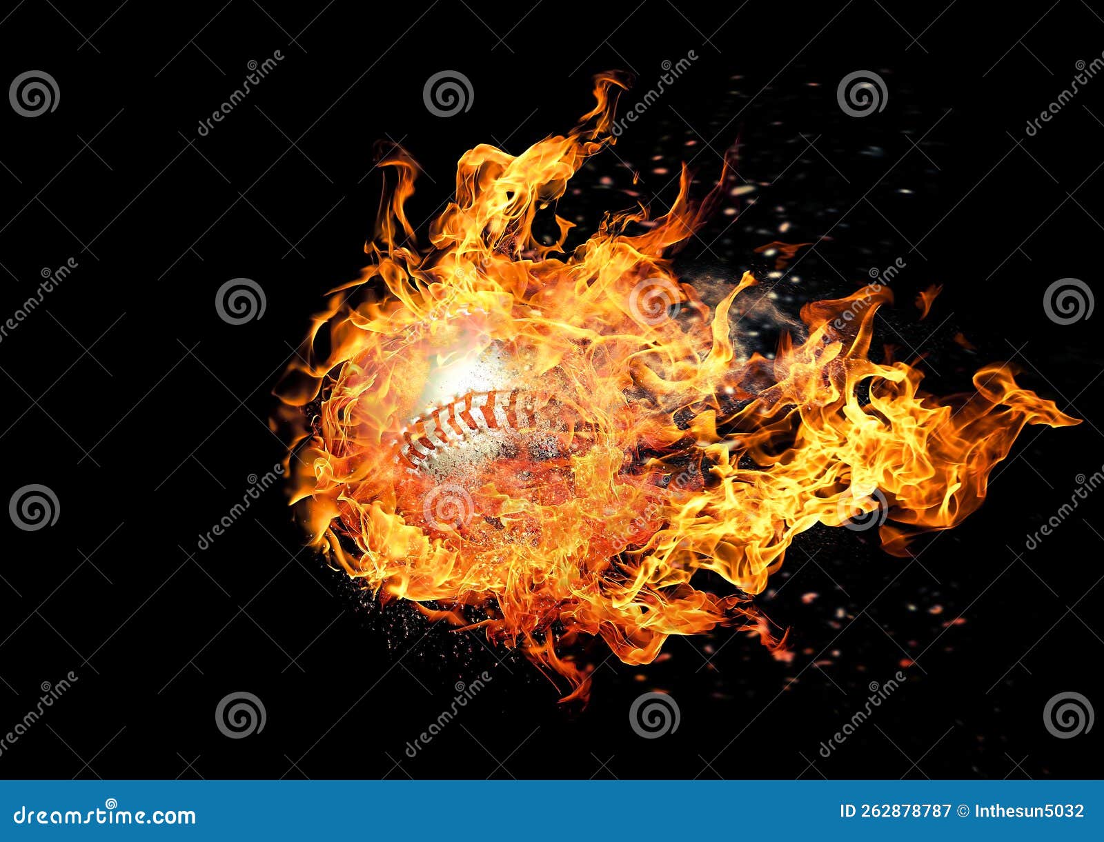 3d Illustration Compositing Flame Effect on Baseball Stock Illustration ...