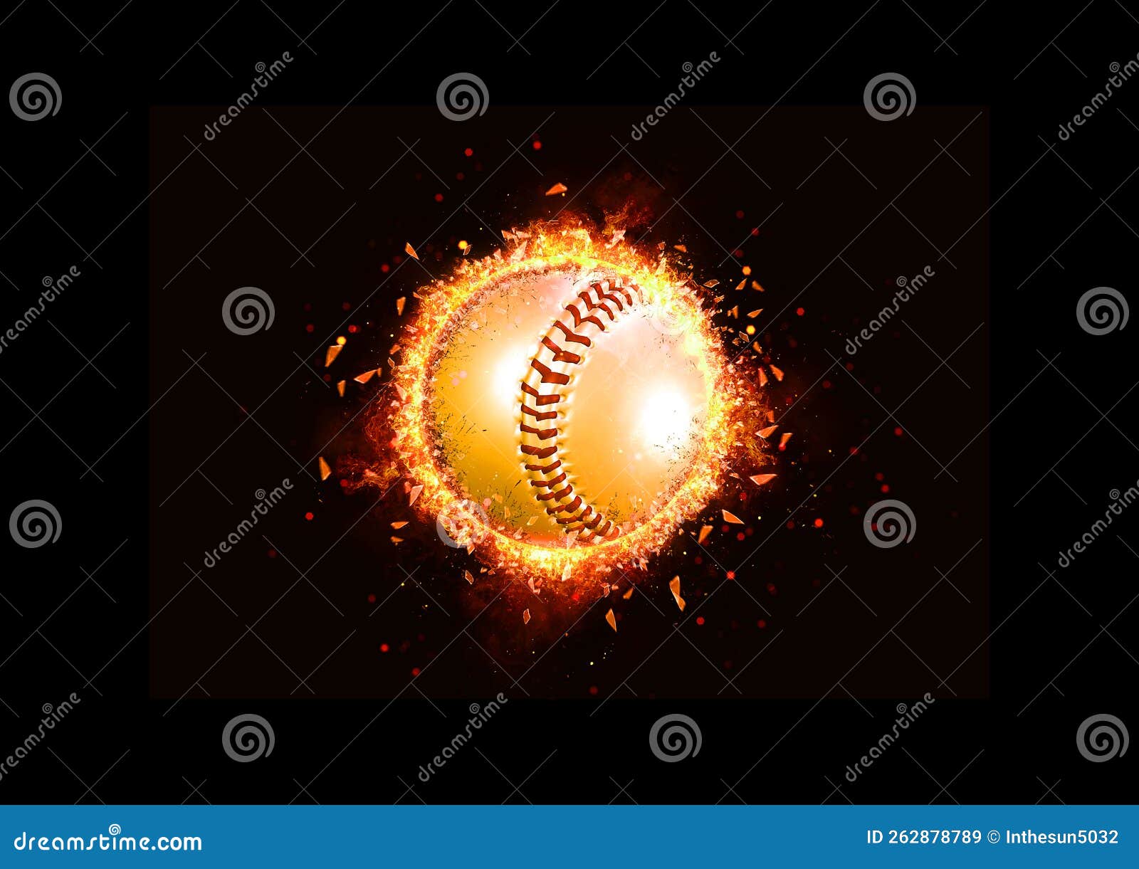 3d Illustration Compositing Flame Effect on Baseball Stock Illustration ...