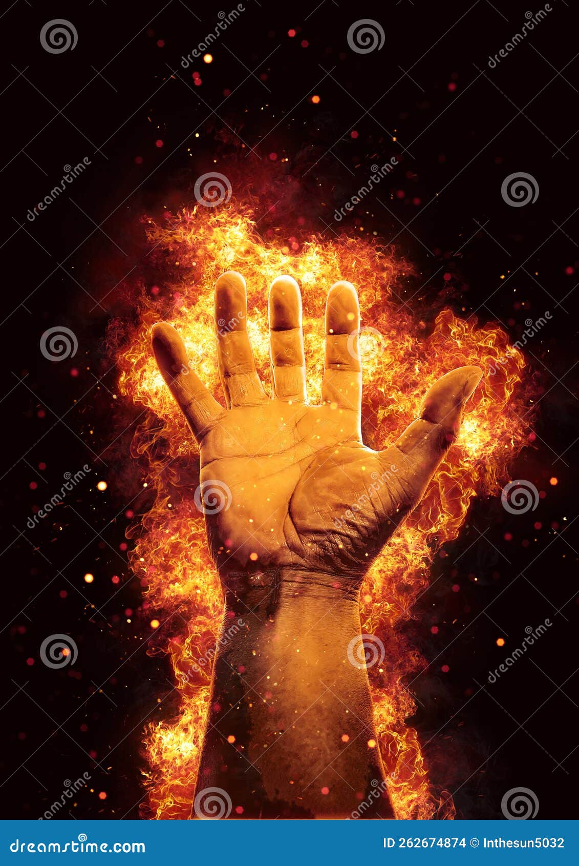 3d Illustration that Synthesizes the Effect of Fire on the Gesture of ...