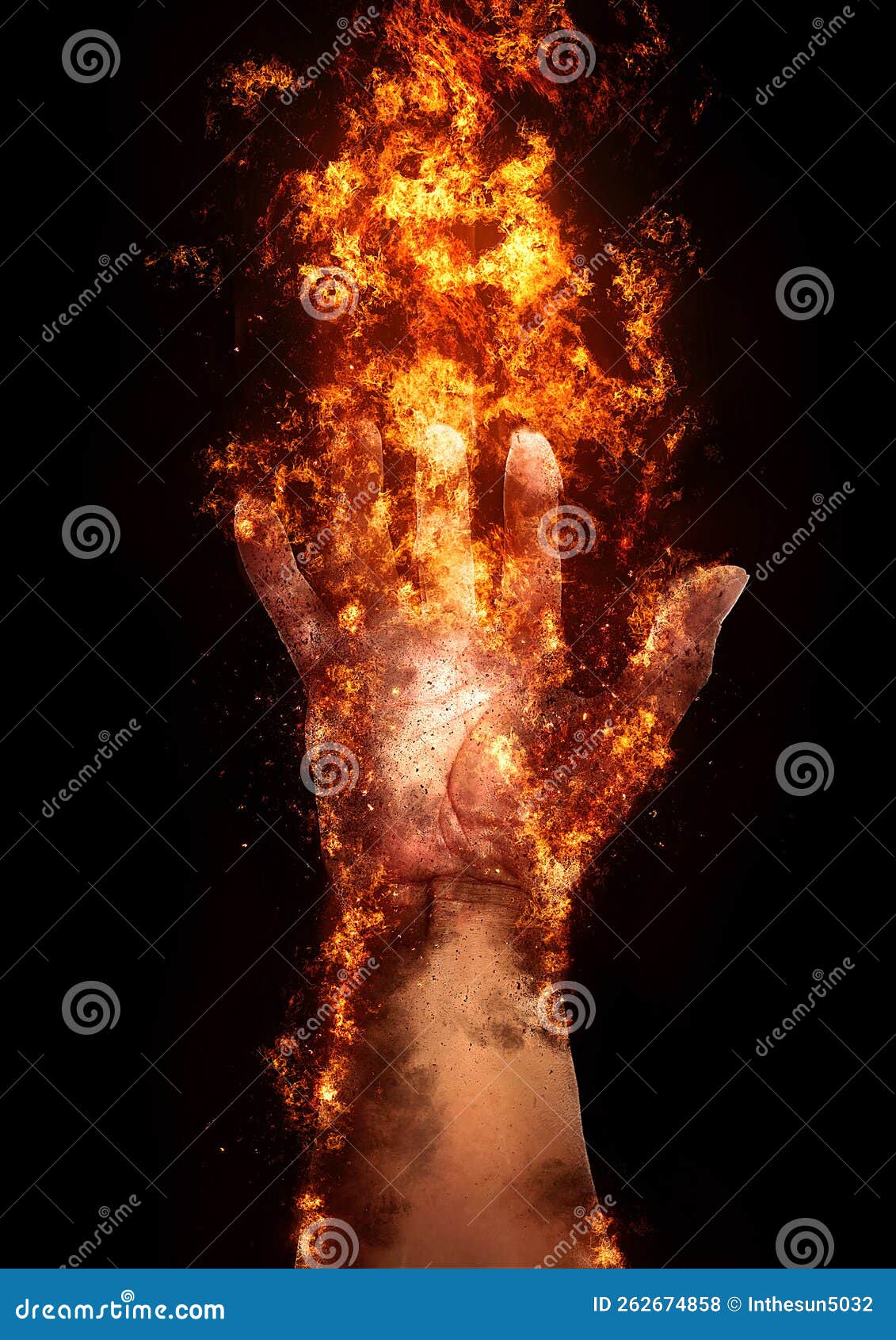 3d Illustration that Synthesizes the Effect of Fire on the Gesture of ...