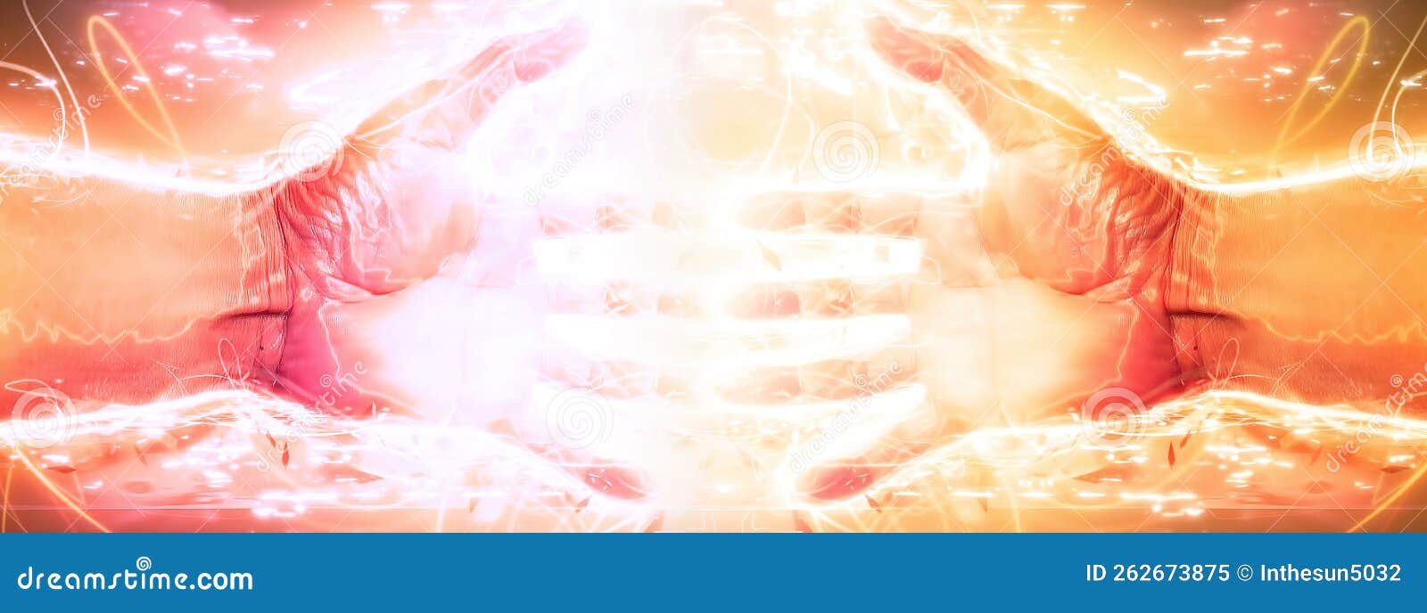 3d Illustration of Synthesizing Light Effect on Handshake Gesture Stock ...