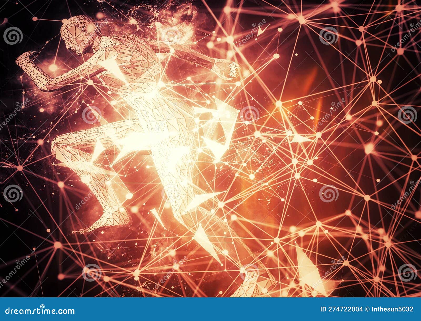 3d Illustration Compositing Light Effect on Silhouette of Running Man ...