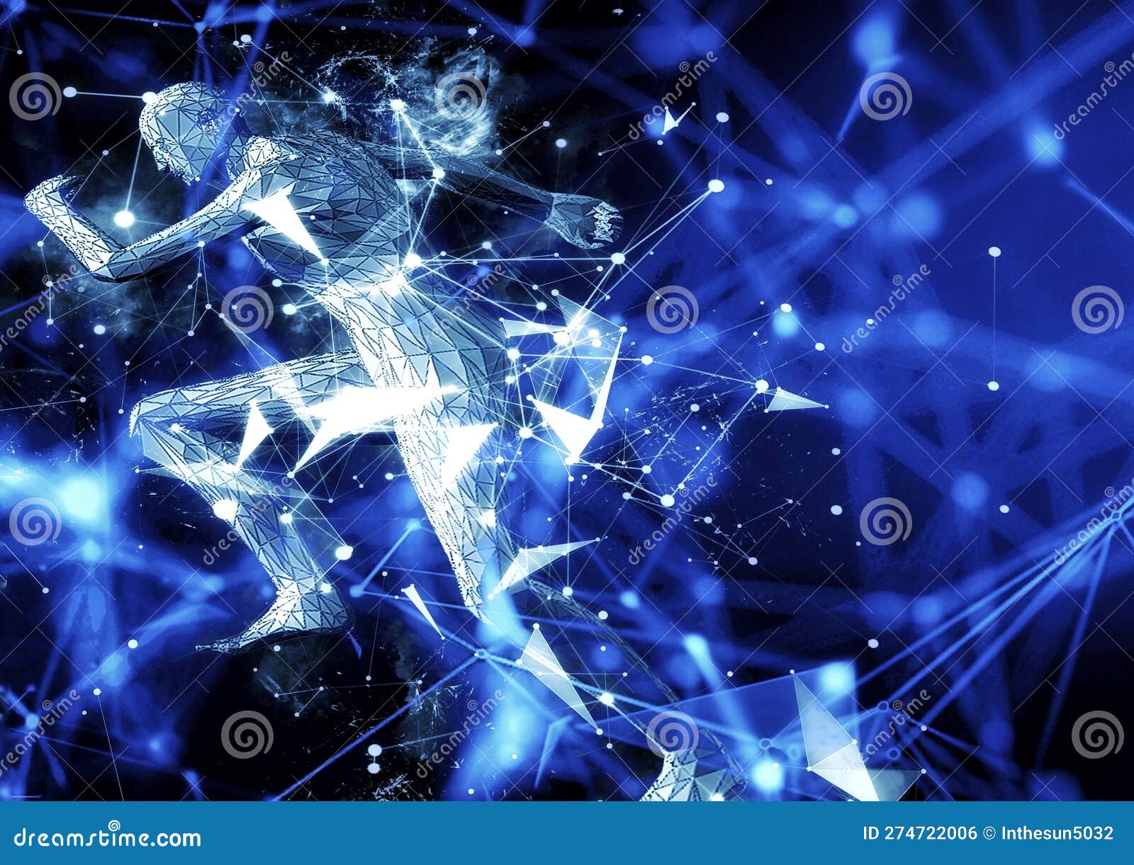 3d Illustration Compositing Light Effect On Silhouette Of Running Man ...