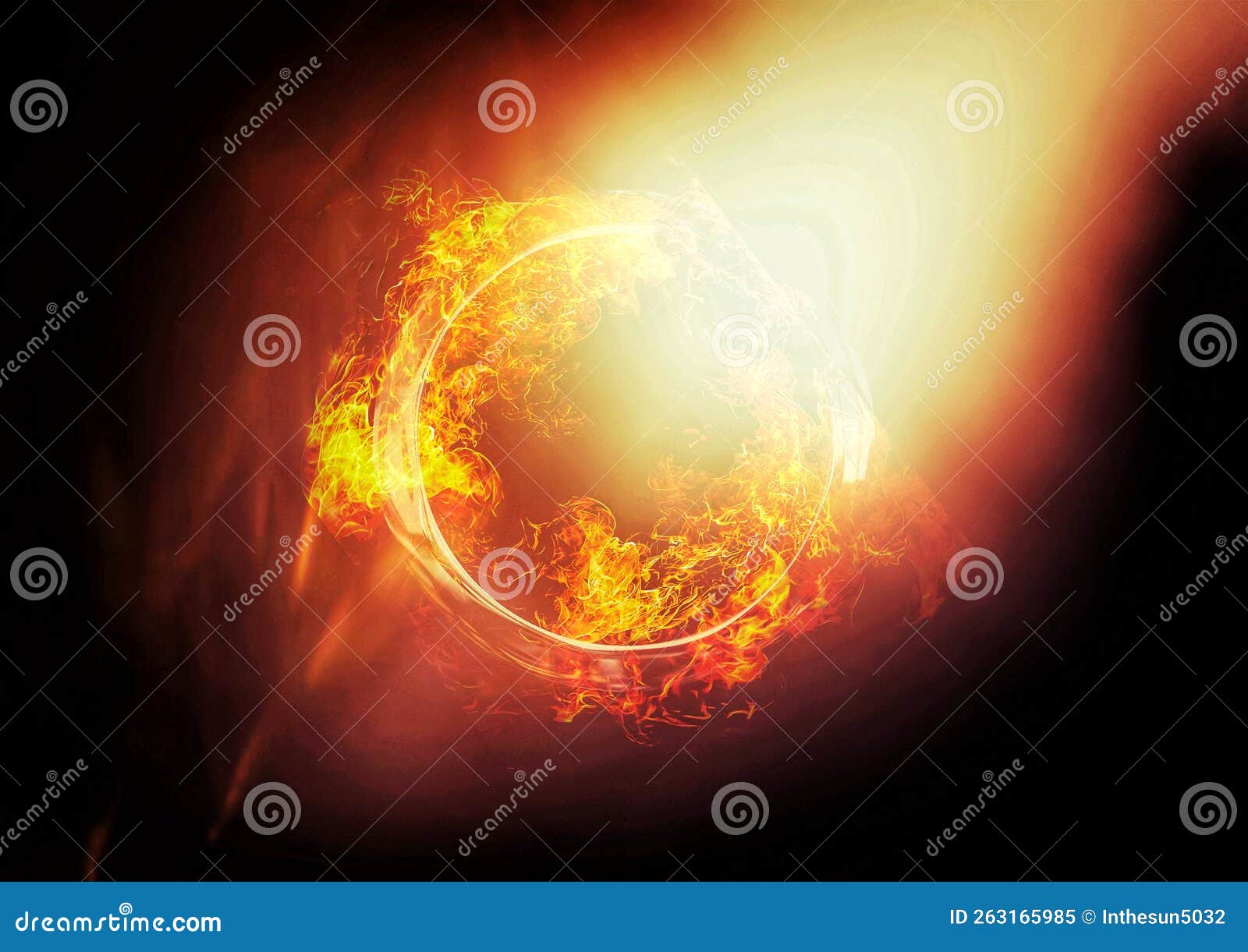 3d Illustration of Compositing Light Effects on a Burning Ring of Fire ...