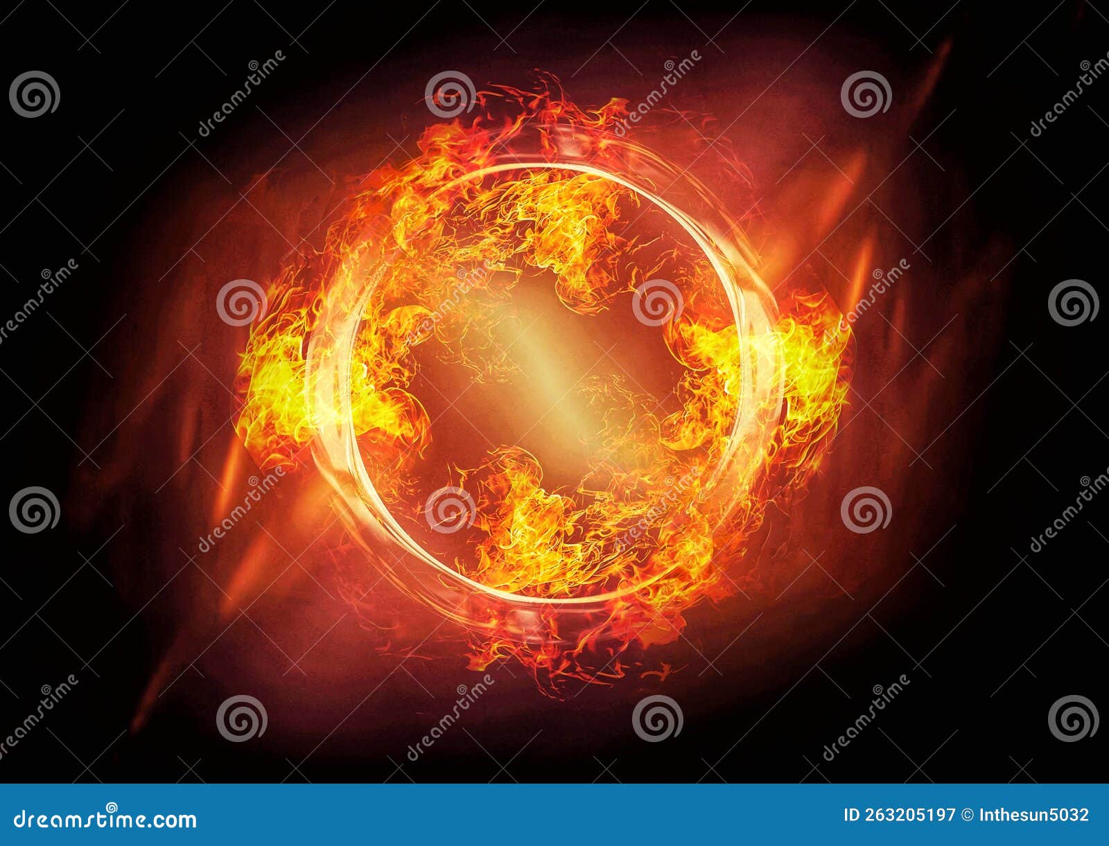 3d Illustration of Compositing Light Effects on a Burning Ring of Fire ...
