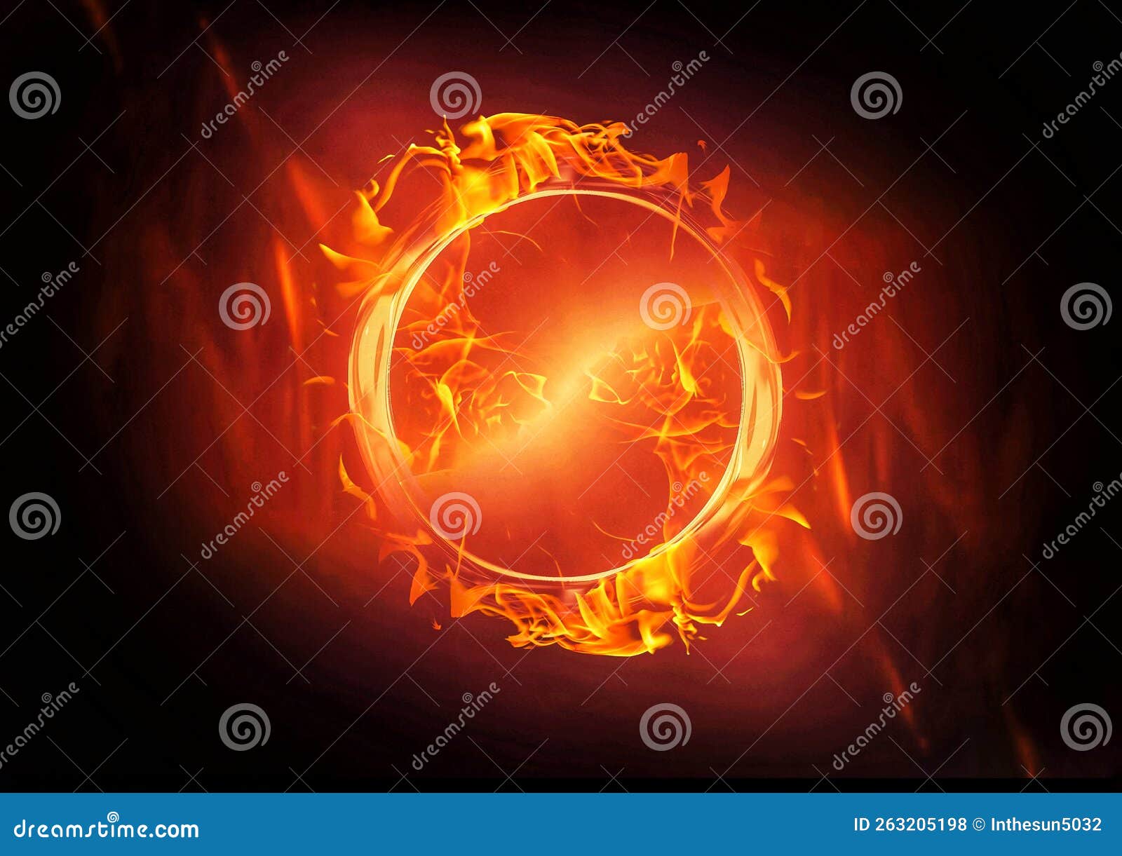 3d Illustration of Compositing Light Effects on a Burning Ring of Fire ...
