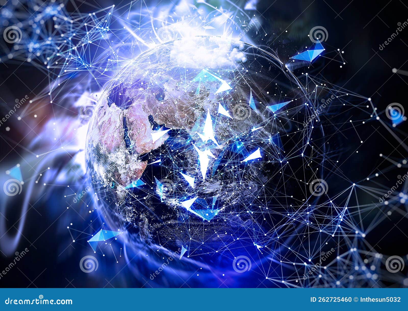 3d Illustration Compositing Light Effects on a Geometric Earth ...