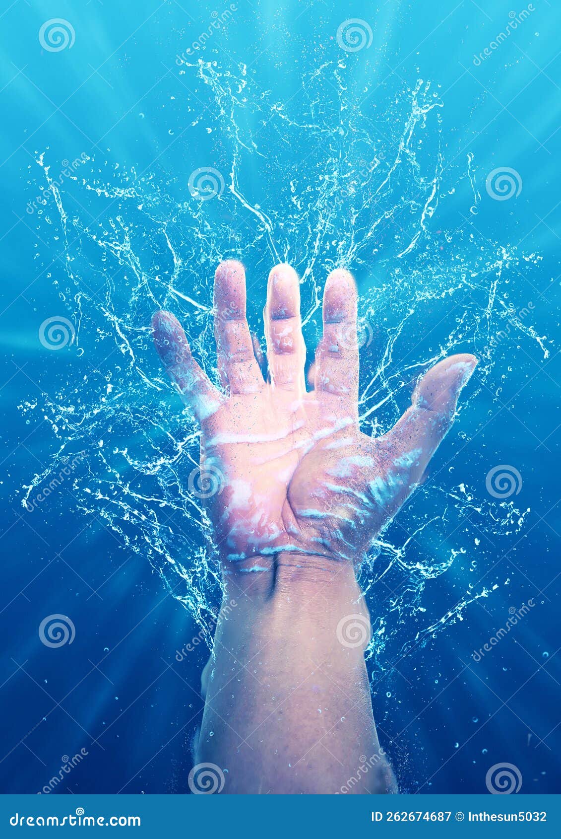 3d Illustration Compositing the Effect of Water on the Gesture of ...