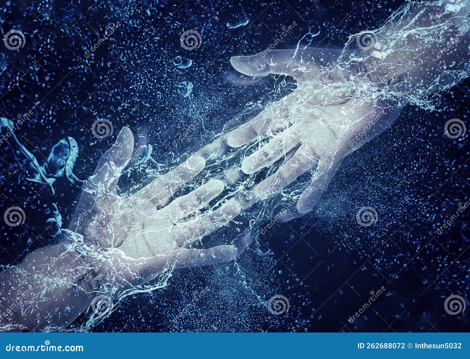 3d Illustration Compositing the Effect of Water on the Gesture of ...