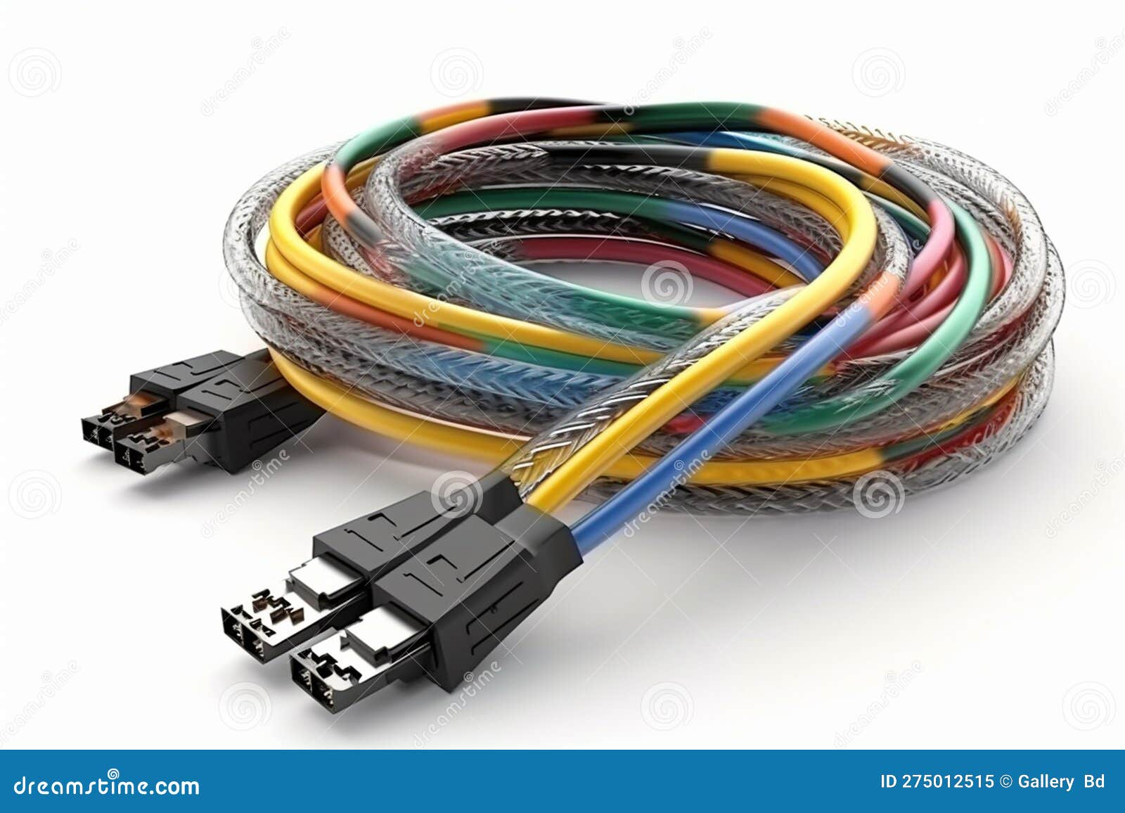 3d Illustration of Computer Cable Over White Background with Clipping ...