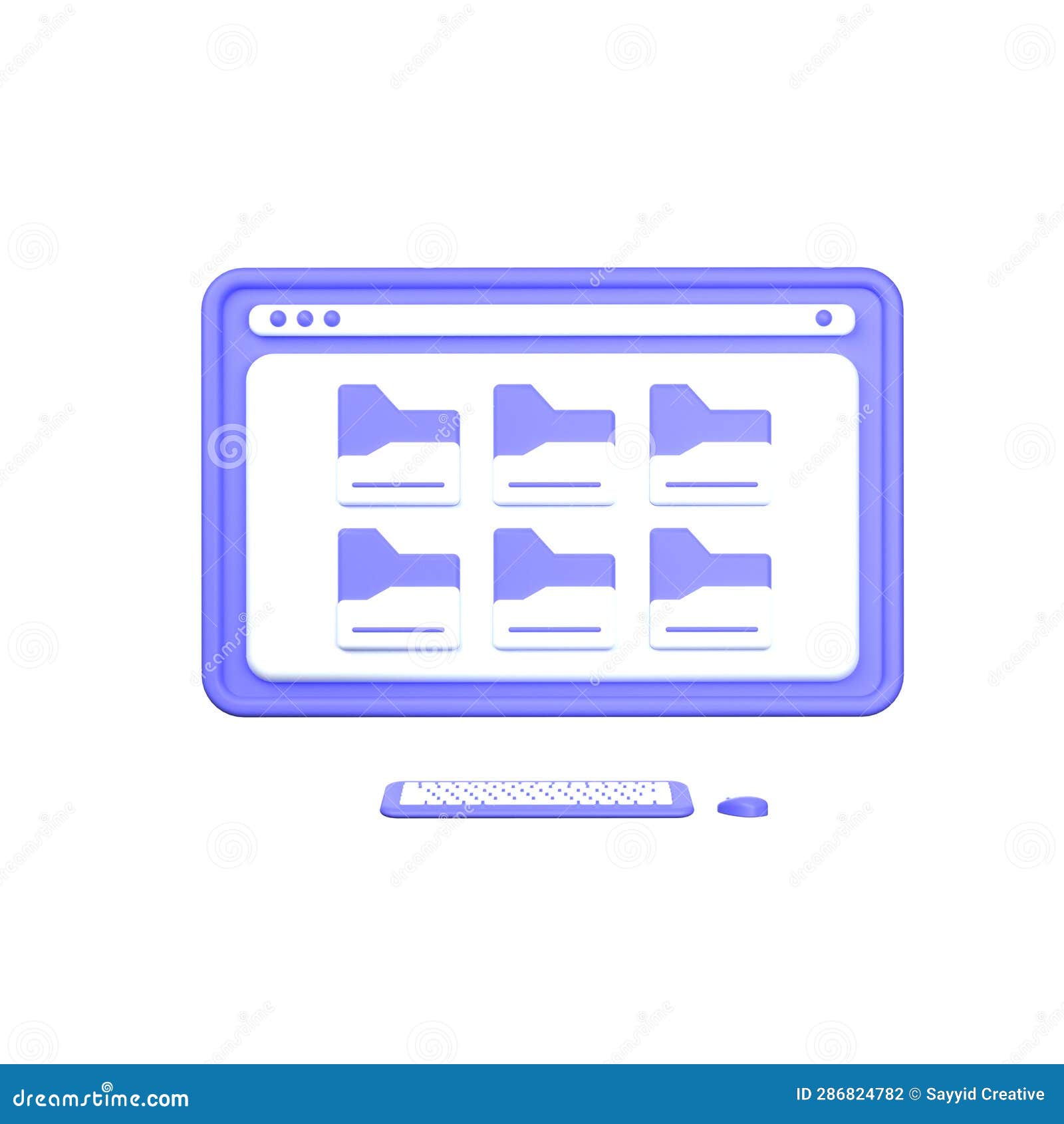 3d Illustration Computer Folders on Computer Object Stock Illustration ...