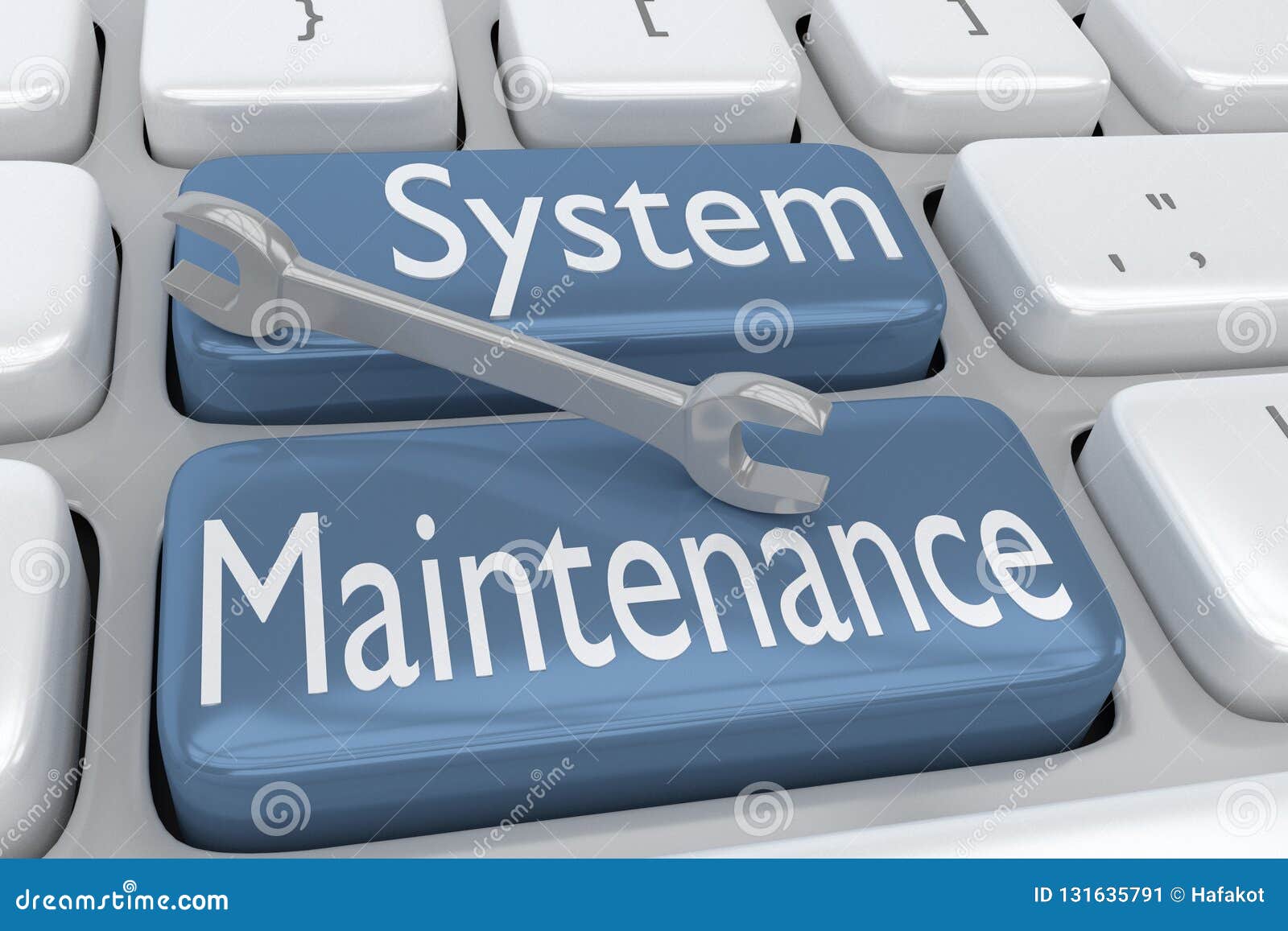 3D Illustration of Computer Keyboard with the Script System Maintenance ...