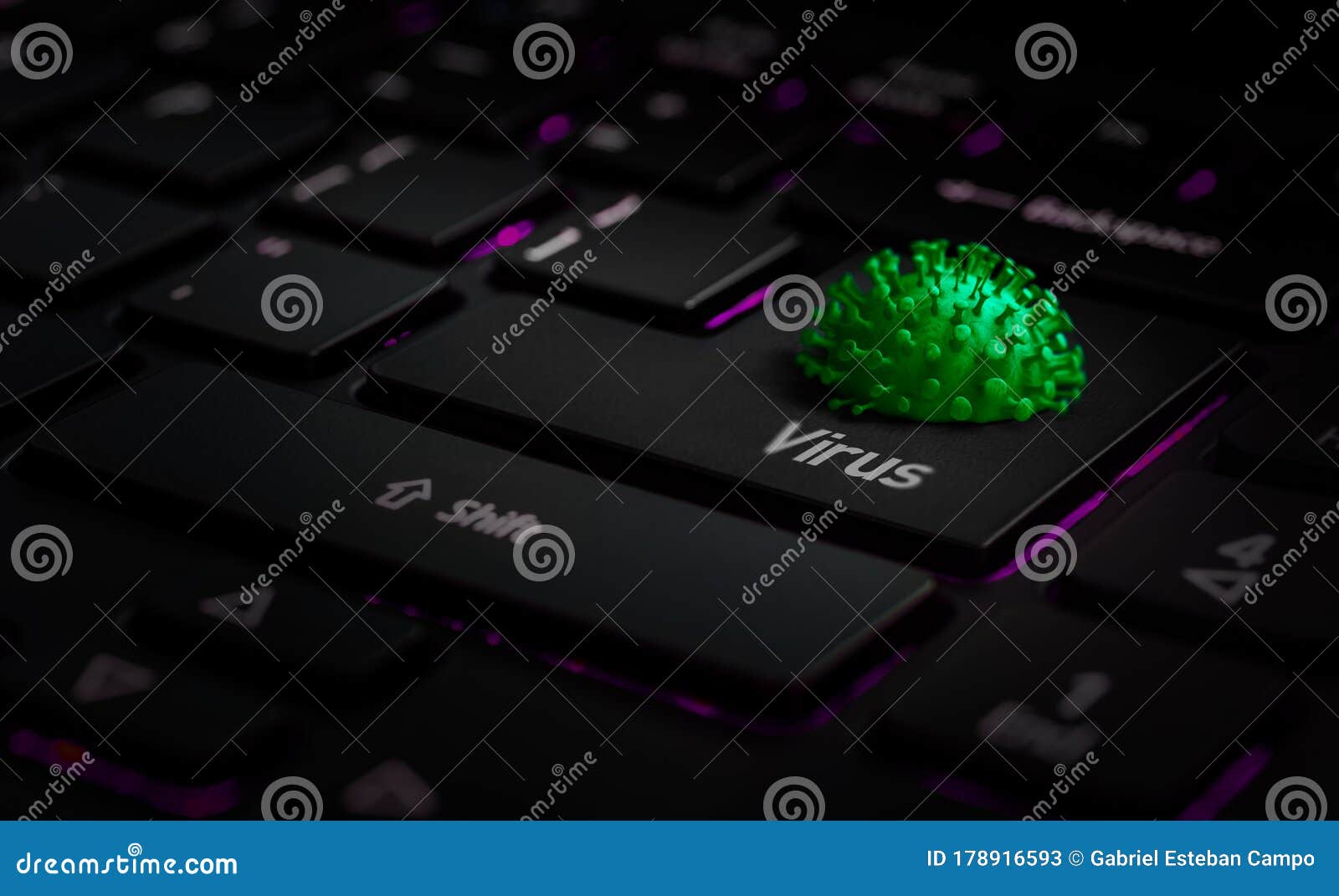 3d Illustration, Computer Keyboard. Key Virus Stock Image - Image of ...