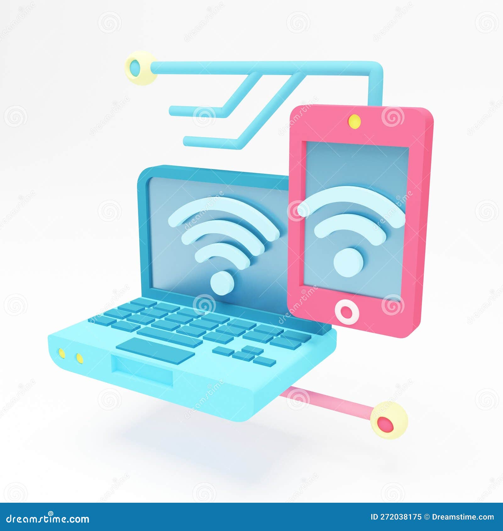 3d Illustration of a Computer Network about a Wireless Device Stock ...