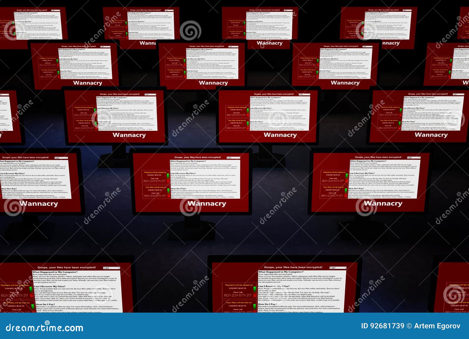 3d Illustration with Concept of Computer Virus Wannacry Stock Image ...