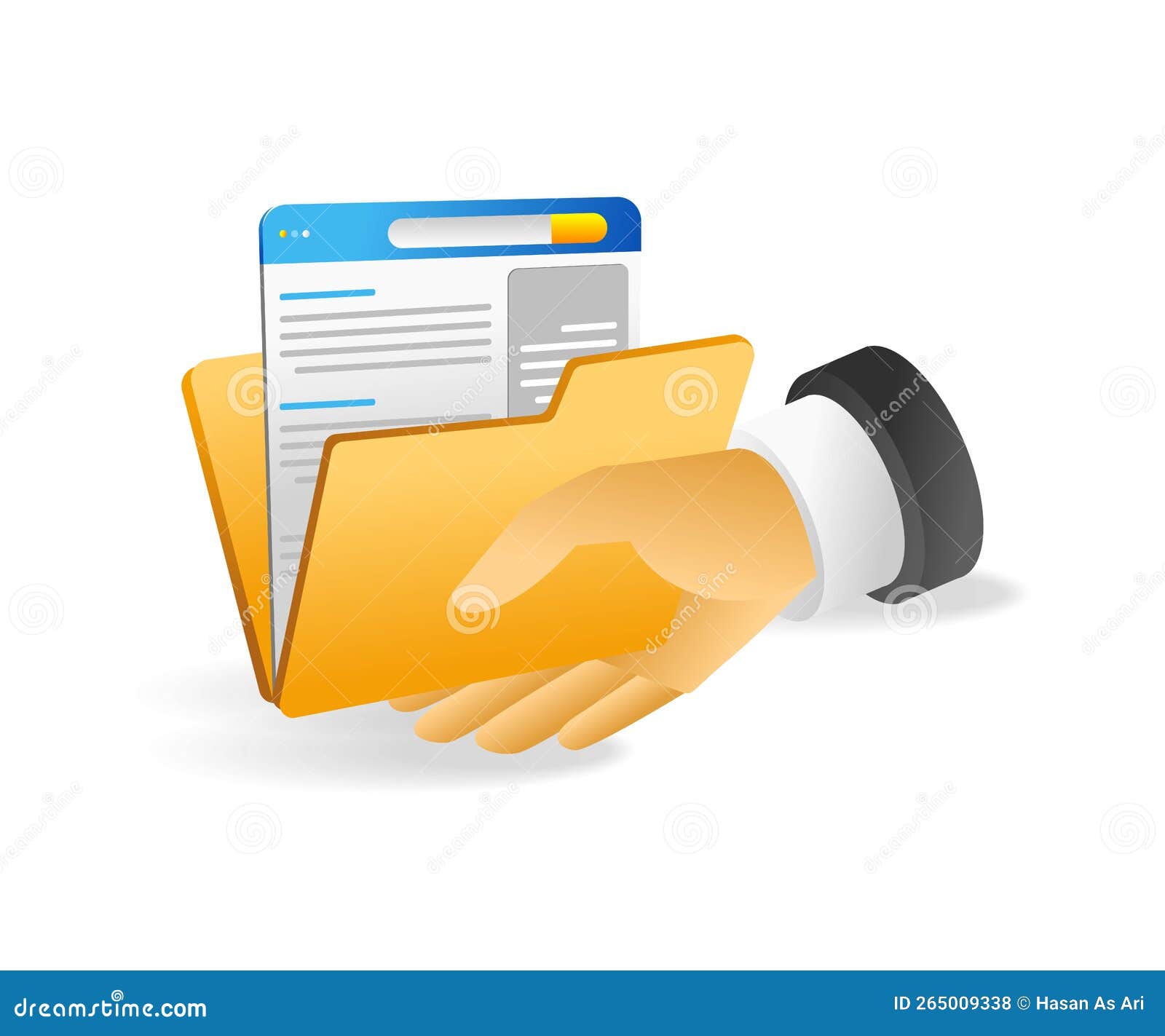 3d Illustration Concept of Hands Handing Over Data in a Folder Stock ...