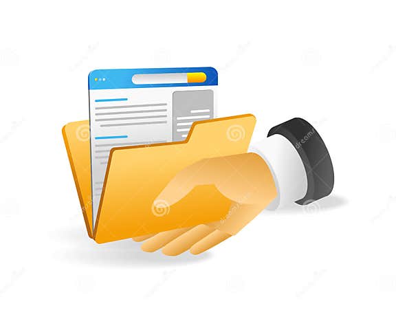 3d Illustration Concept of Hands Handing Over Data in a Folder Stock ...