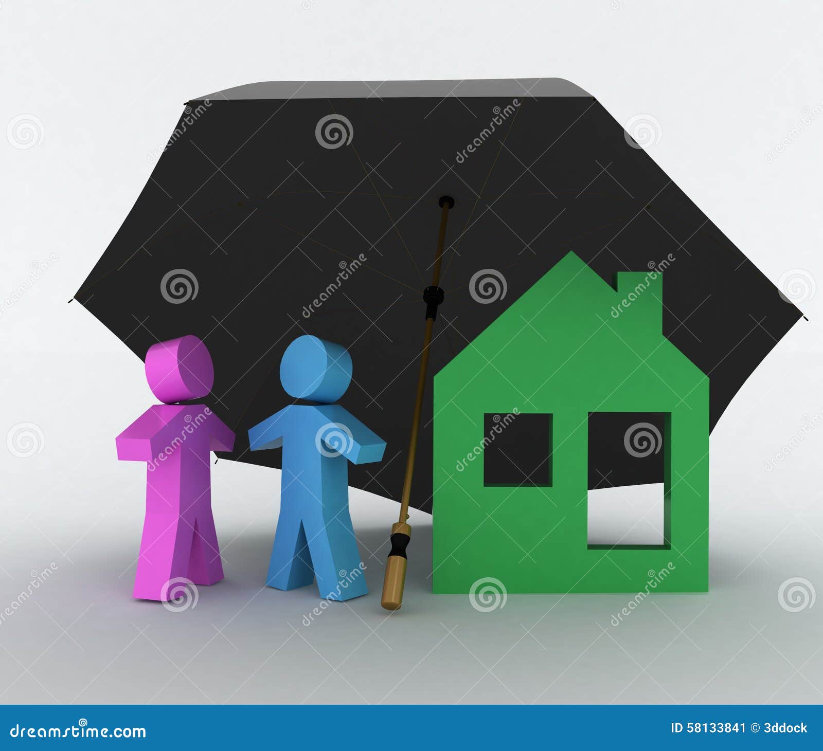 3d Illustration. Conception of Life-insurance and Property. Stock ...