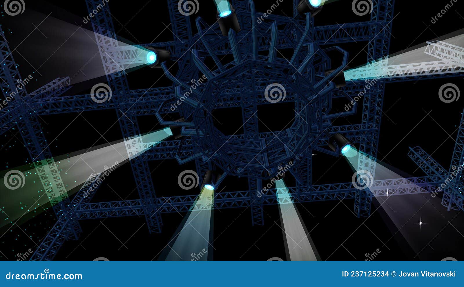 Concert Stage Wuith Spotlights and Lights on the Scene Stock ...