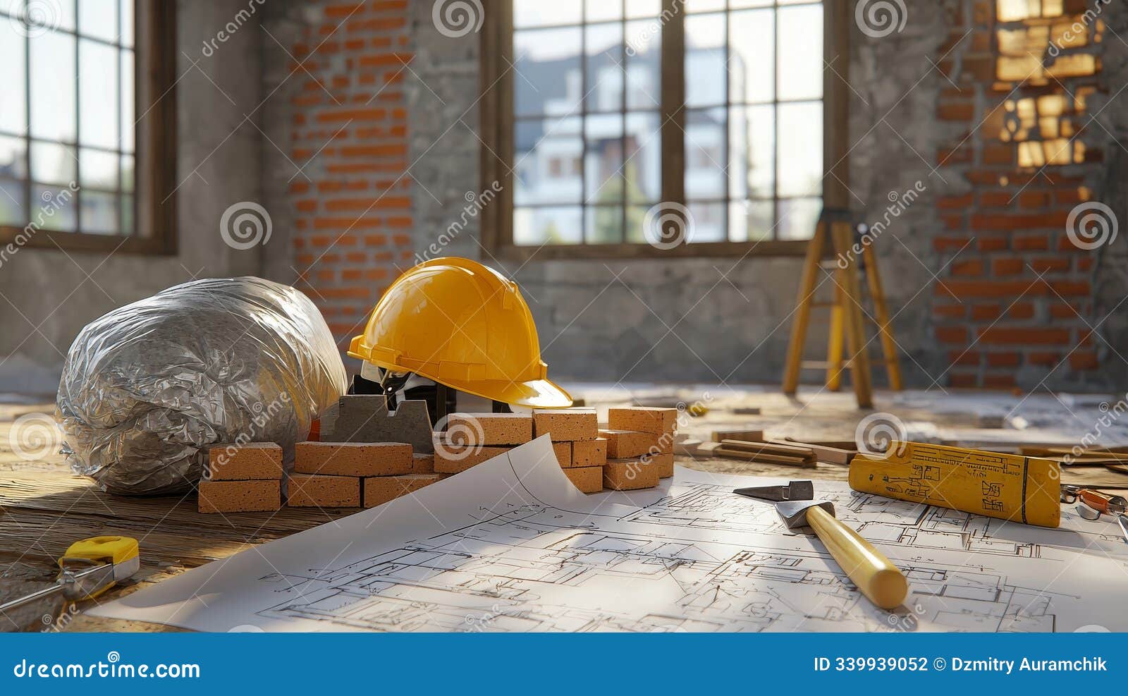A 3D Illustration of a Construction Concept Depicting Part of a Brick ...