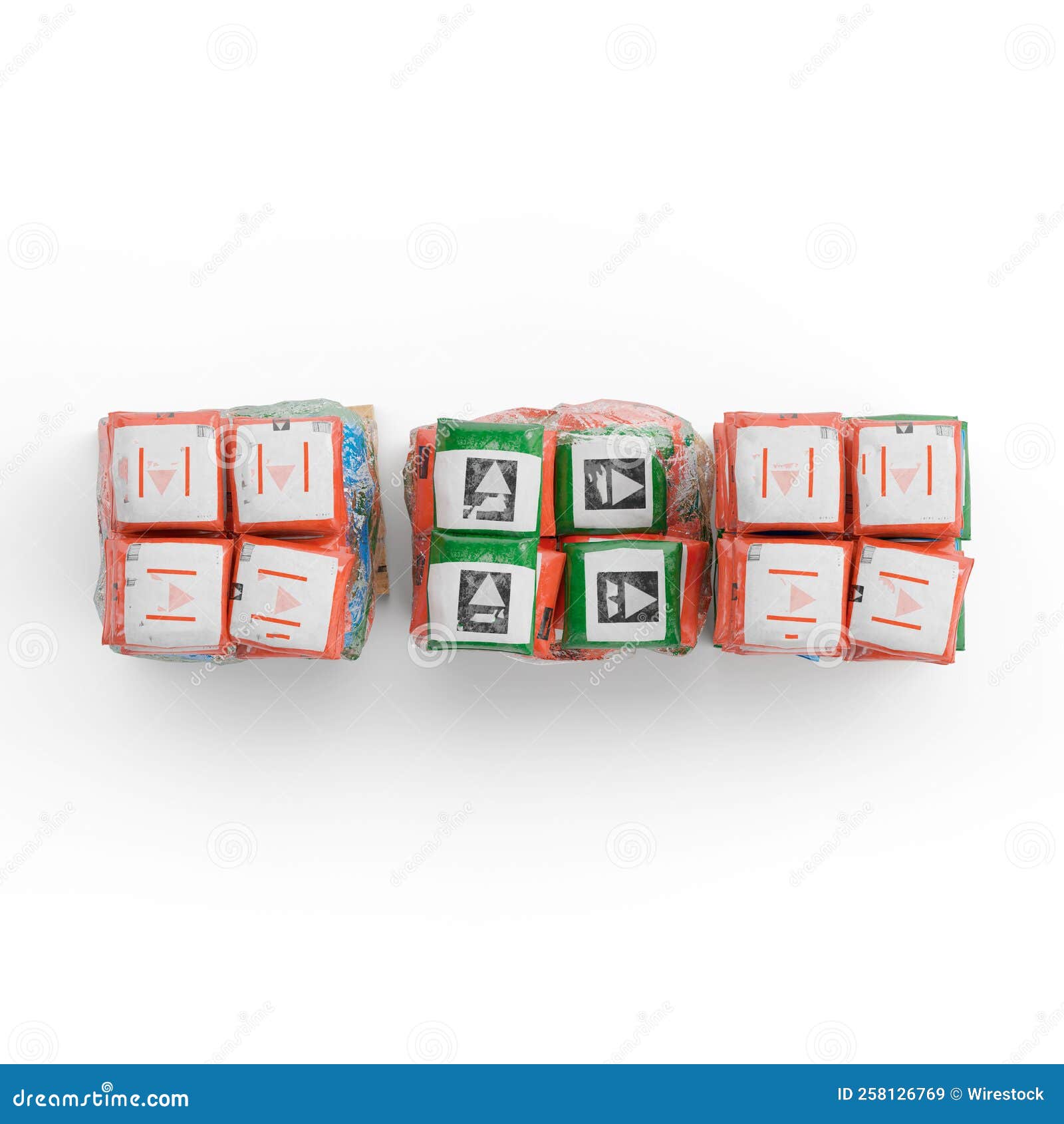 3D Illustration of Construction Materials Pack of Bags, Aggregates ...