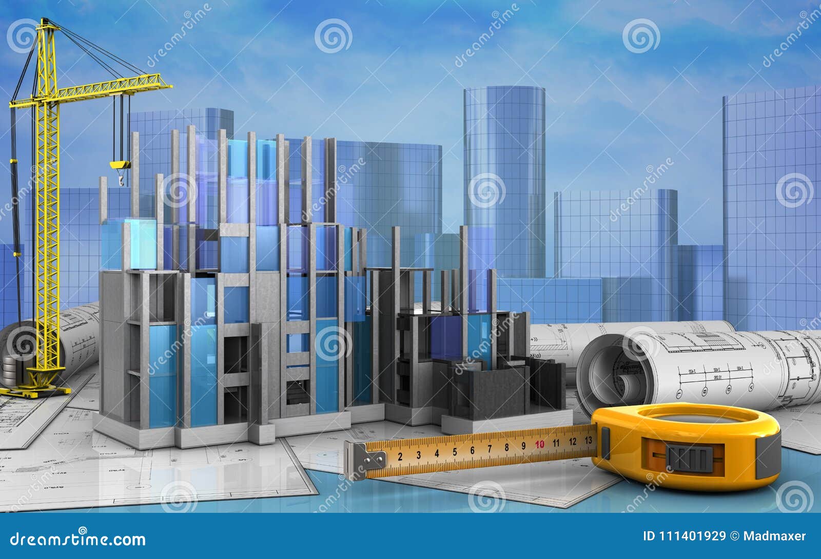 3d of Construction Progress Stock Illustration - Illustration of haze ...