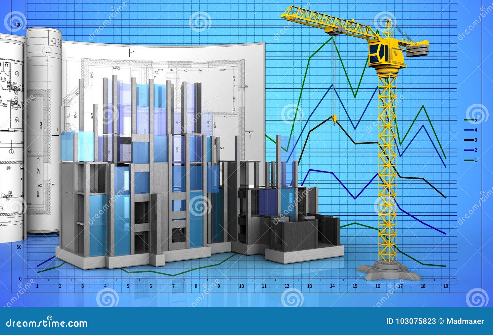 3d of Construction Progress Stock Illustration - Illustration of ...