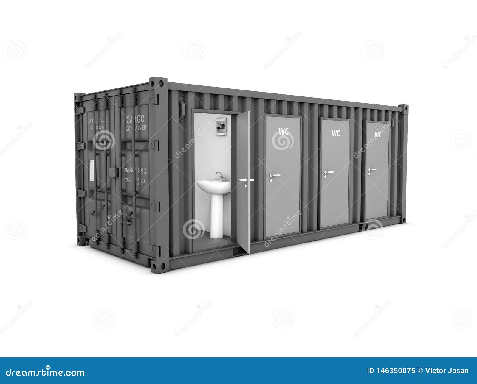 3d Illustration Of Converted Old Shipping Container Into Wc Cabine ...