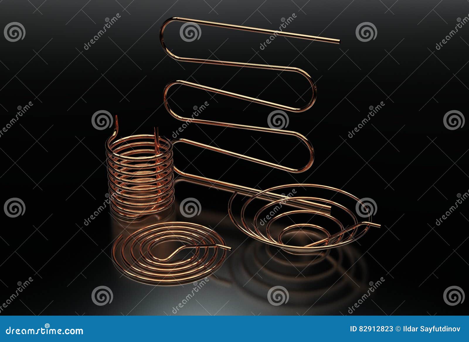 3d Illustration of Copper Pipe Coils Stock Illustration - Illustration ...