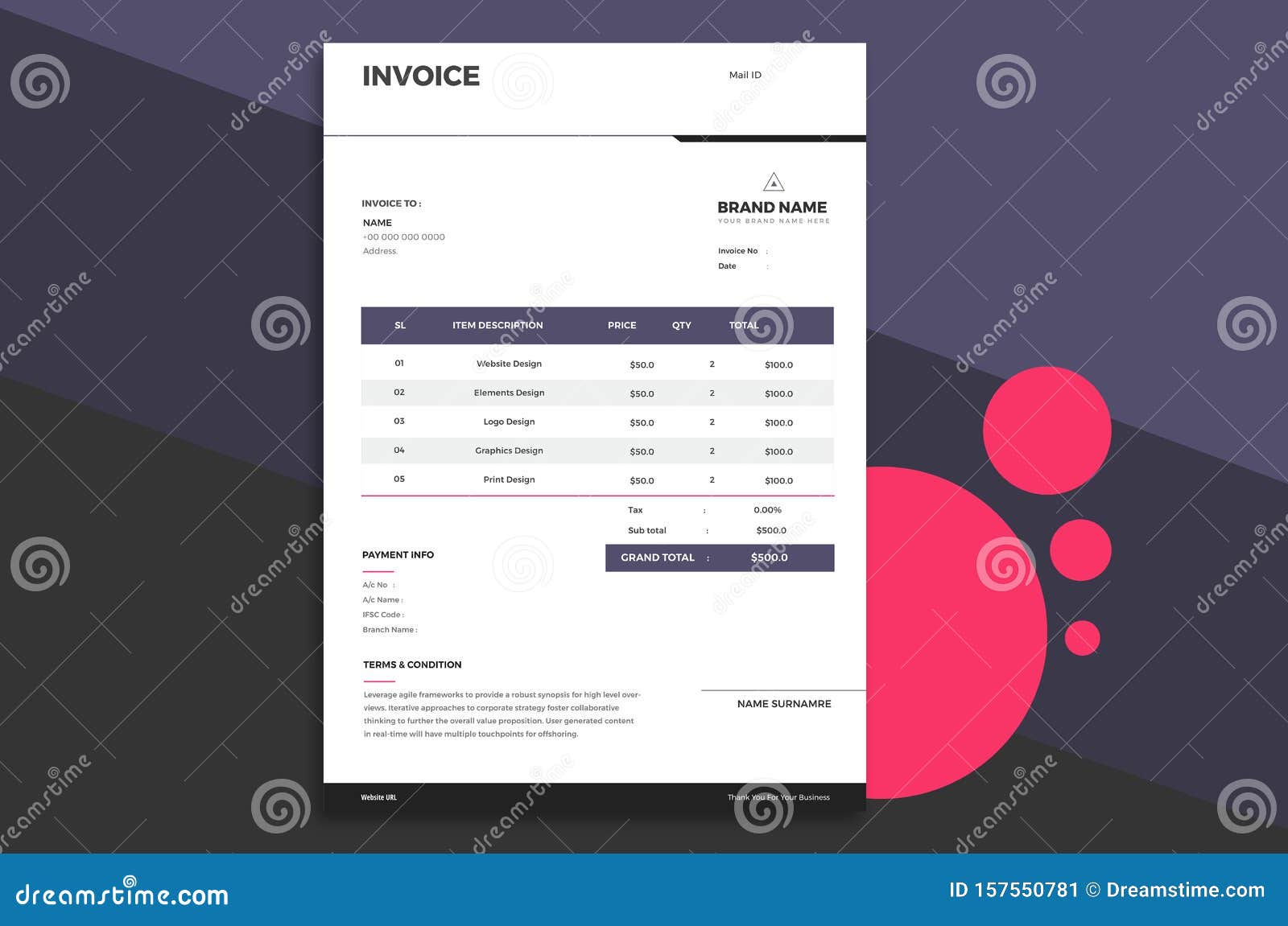 3D Illustration and Corporate Invoice Template Stock Vector ...
