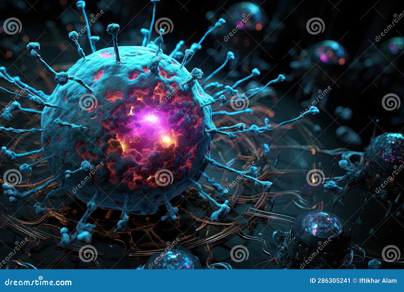 Nanorobot And Virus, Bacteria, Microbe. Medical Concept Anatomical ...