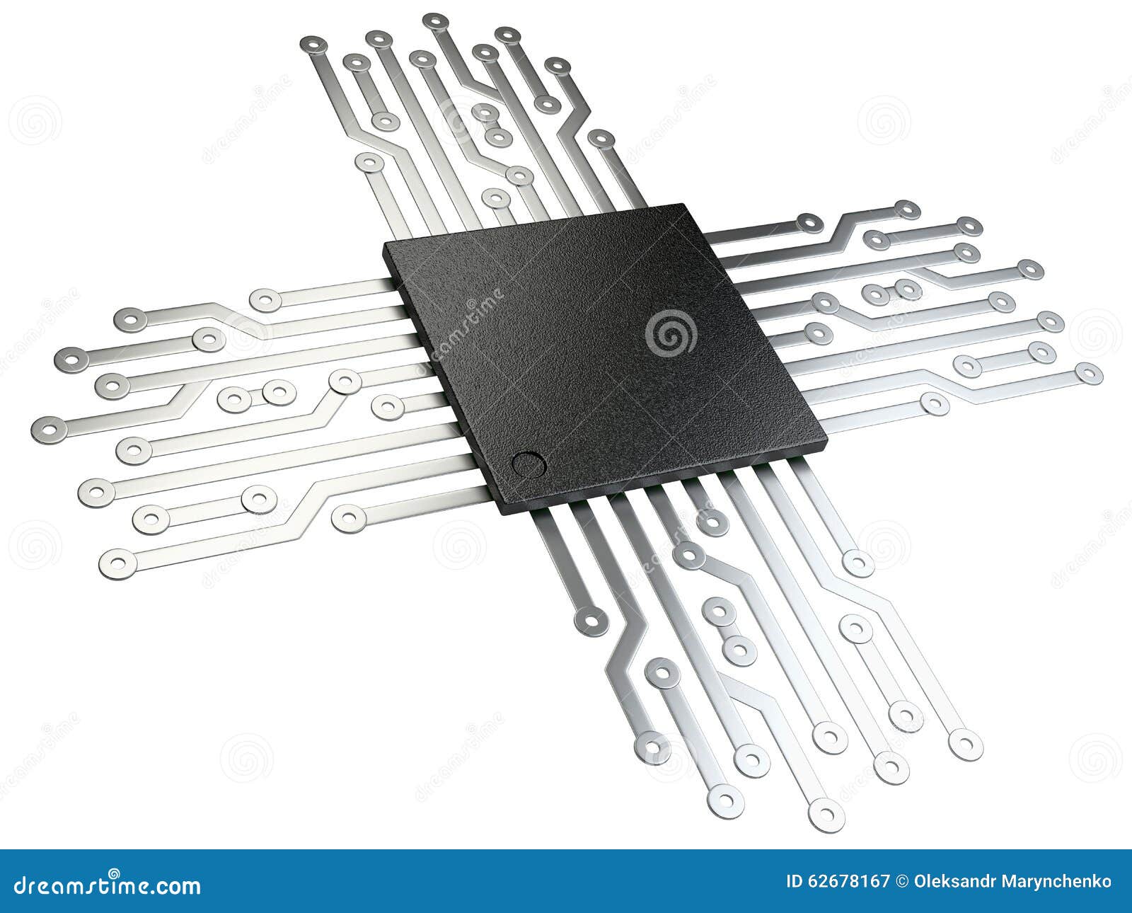 Central Processor Unit CPU Top View Isolated On Whitebackground. 3d ...