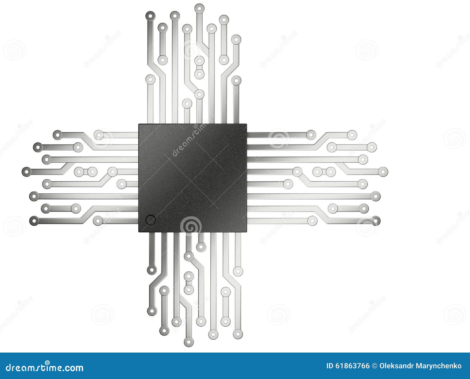 Central Processor Unit CPU Top View Isolated On Whitebackground. 3d ...