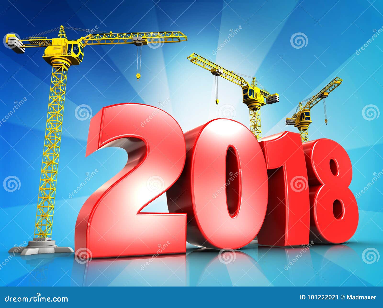 3d red 2018 year stock illustration. Illustration of reflection - 101222021