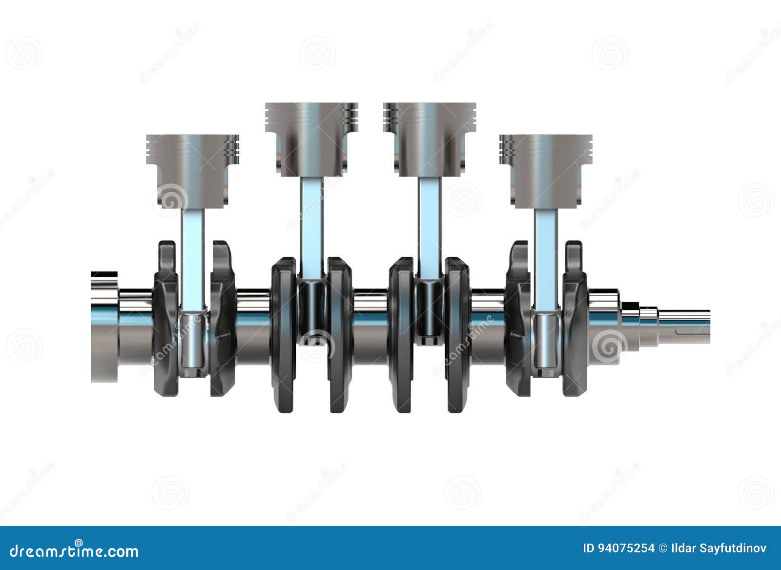 3d Illustration of Crankshaft with Engine Pistons Stock Illustration ...