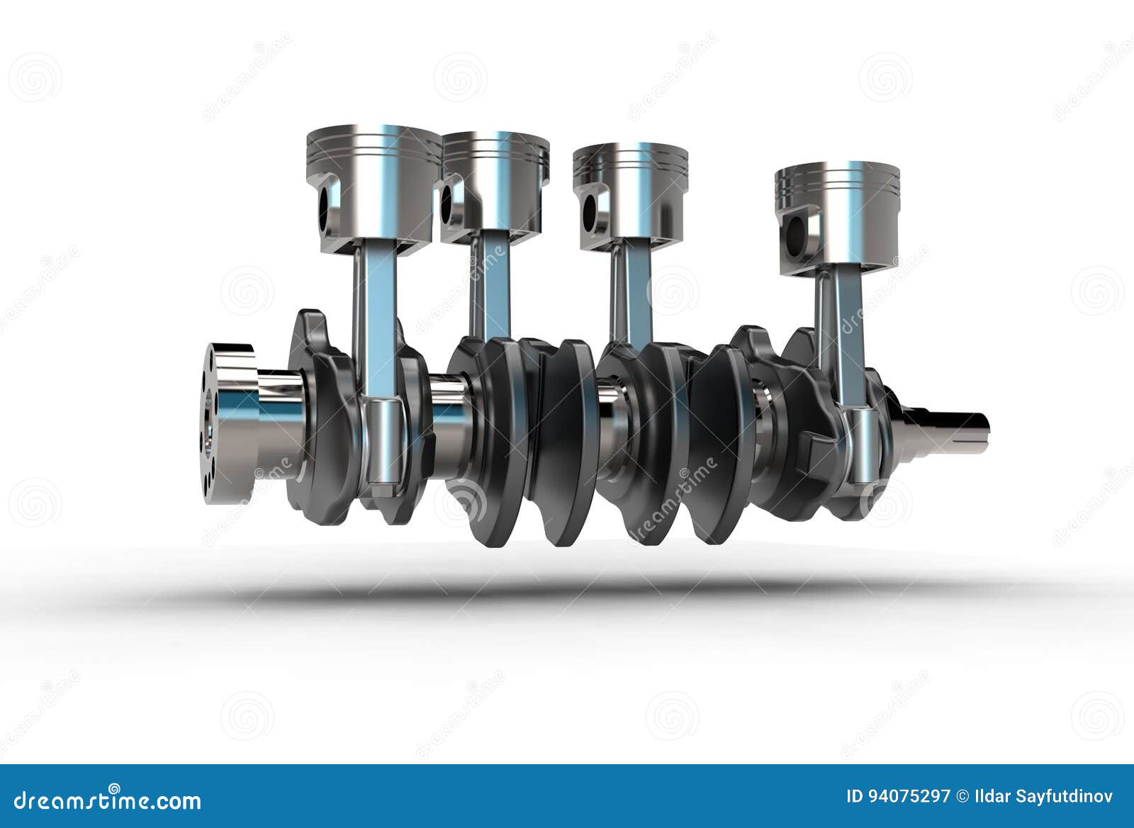 3d Illustration of Crankshaft with Engine Pistons Stock Illustration ...