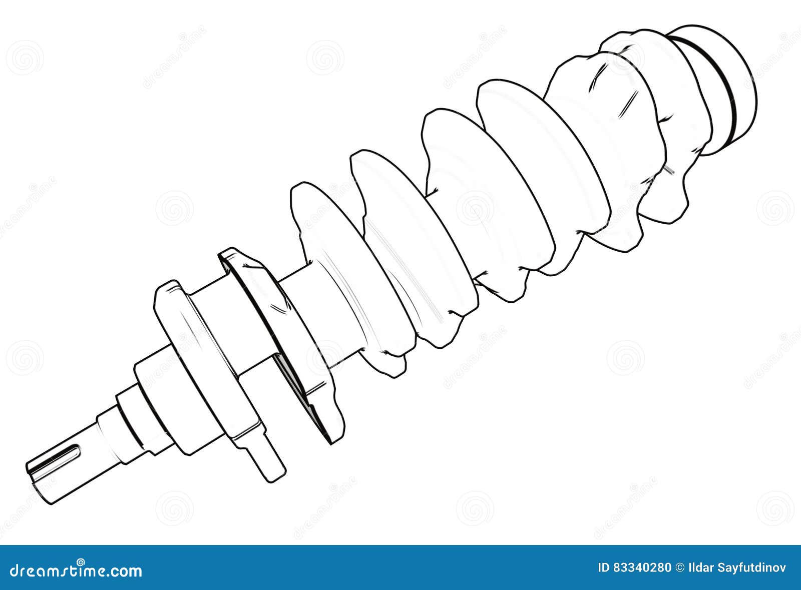 3d Illustration of Crankshaft Stock Illustration - Illustration of ...