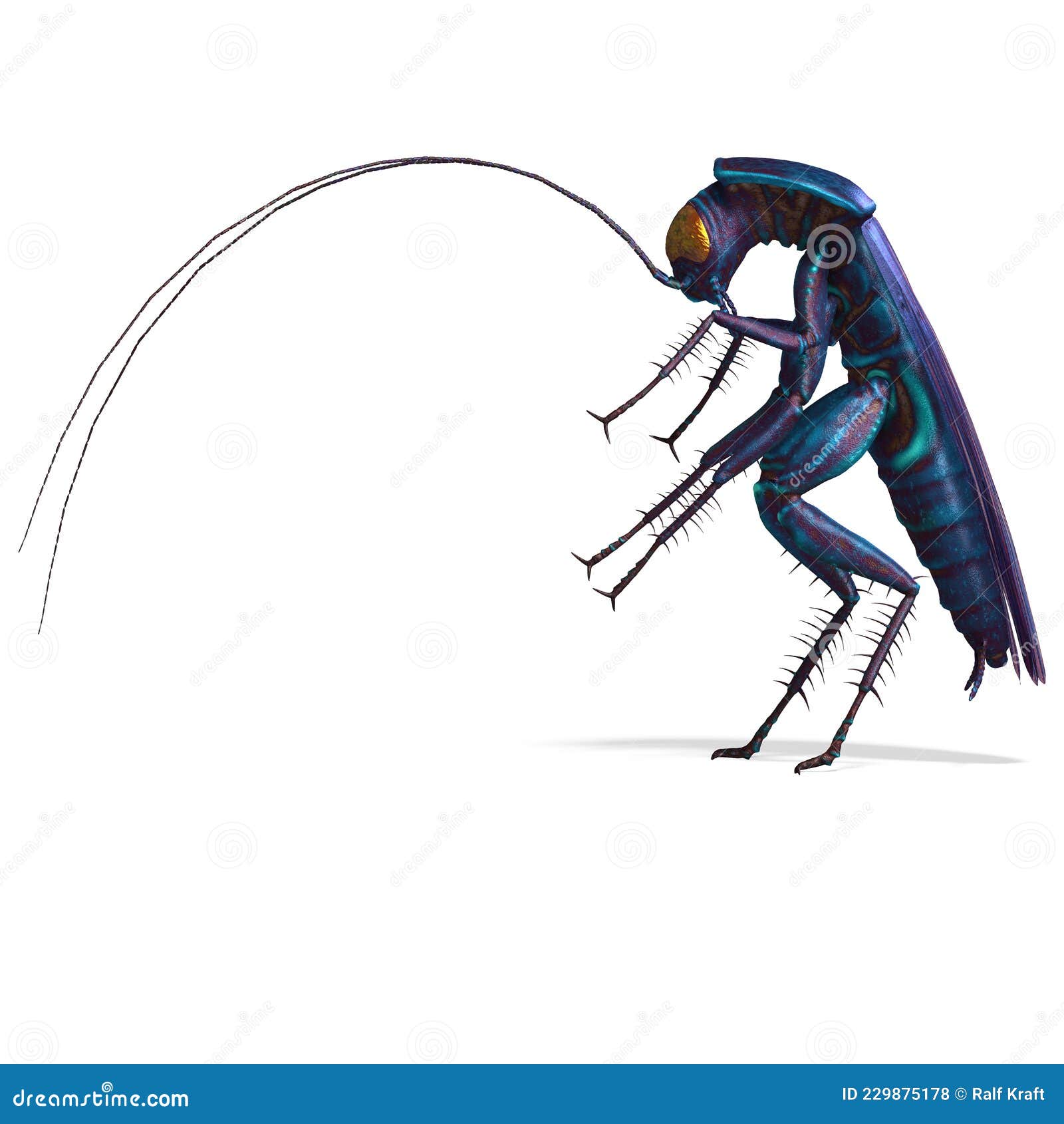 3D-illustration of a Creepy Cartoon Cockroach. Isolated Rendering ...
