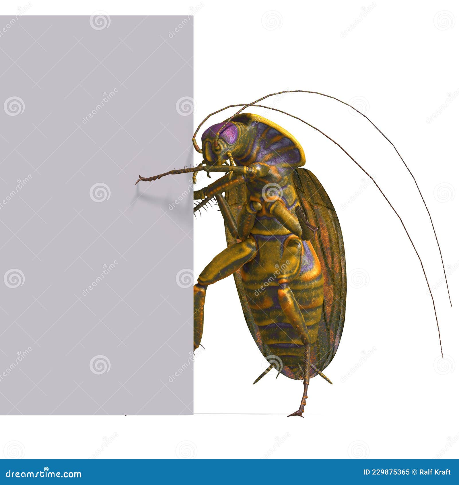 3D-illustration of a Creepy Cartoon Cockroach. Isolated Rendering ...
