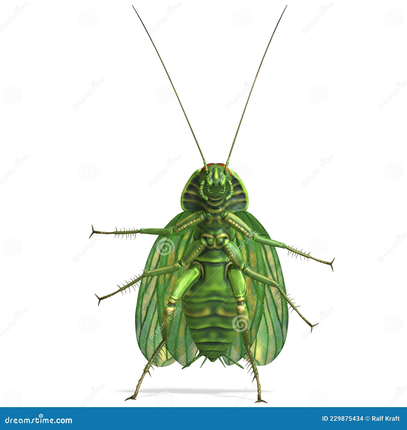 3D-illustration of a Creepy Cartoon Cockroach. Isolated Rendering ...