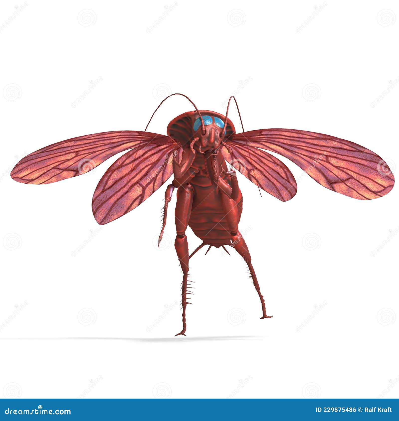3D-illustration of a Creepy Cartoon Cockroach. Isolated Rendering ...