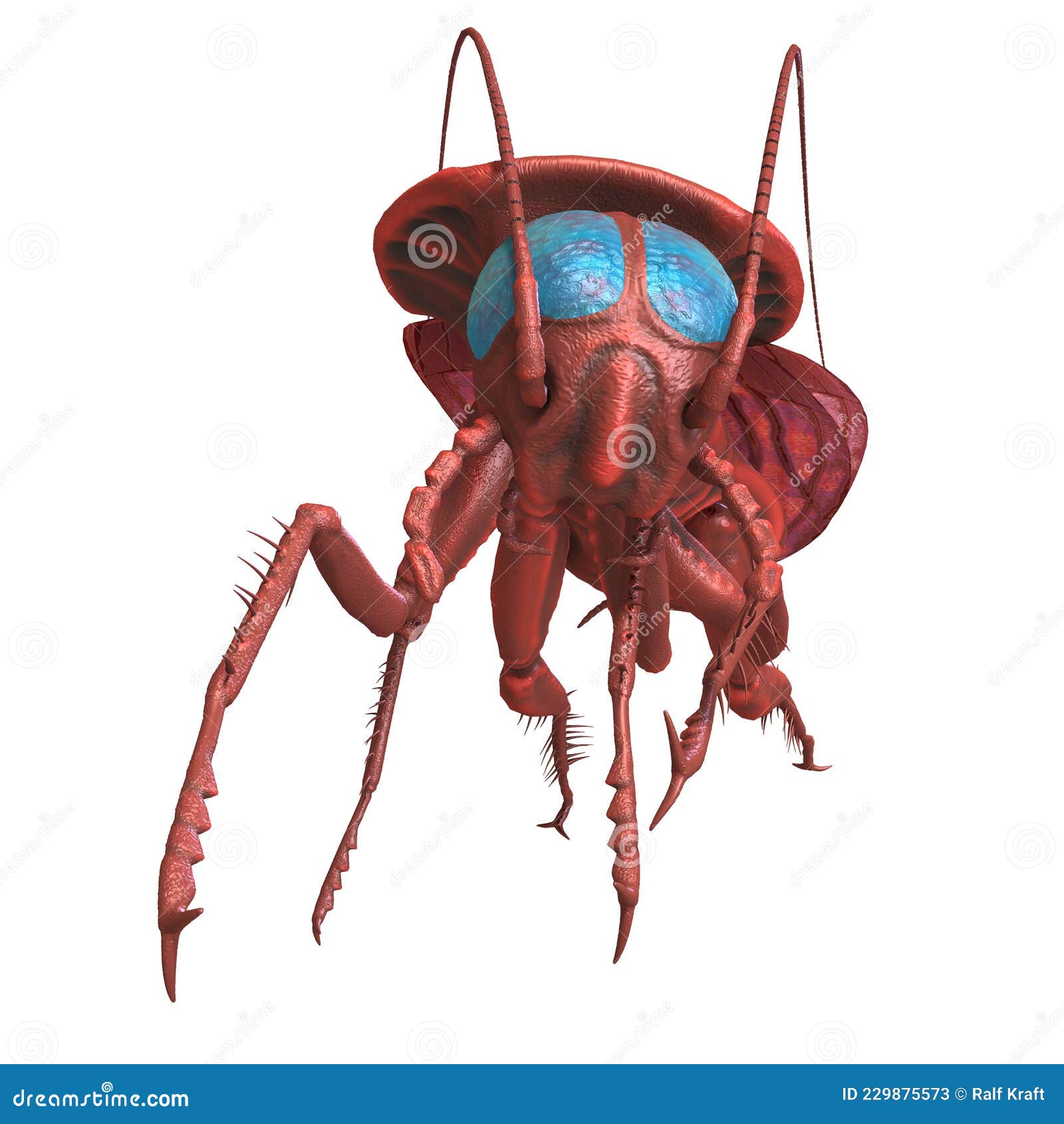 3D-illustration of a Creepy Cartoon Cockroach. Isolated Rendering ...