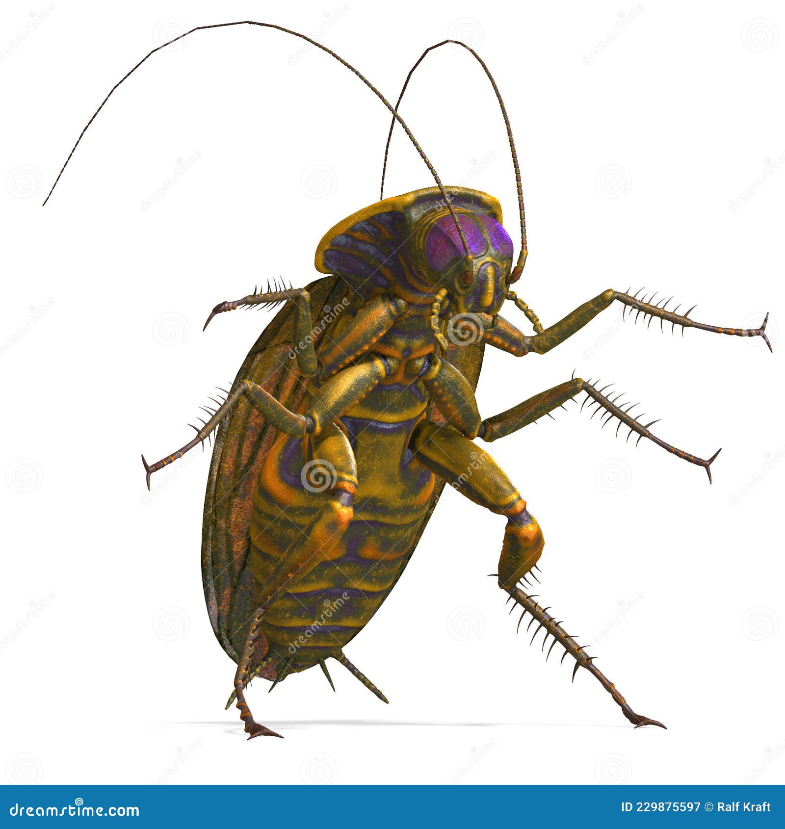 3D-illustration of a Creepy Cartoon Cockroach. Isolated Rendering ...