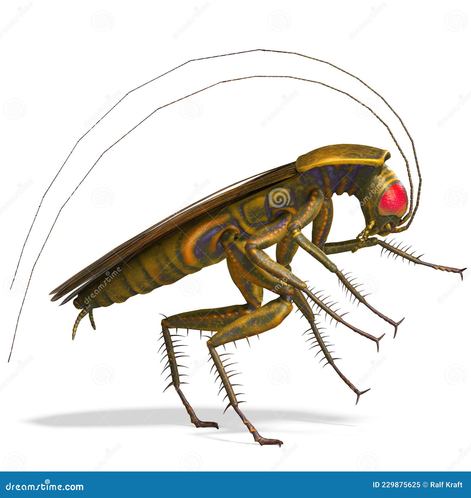 3D-illustration of a Creepy Cartoon Cockroach. Isolated Rendering ...