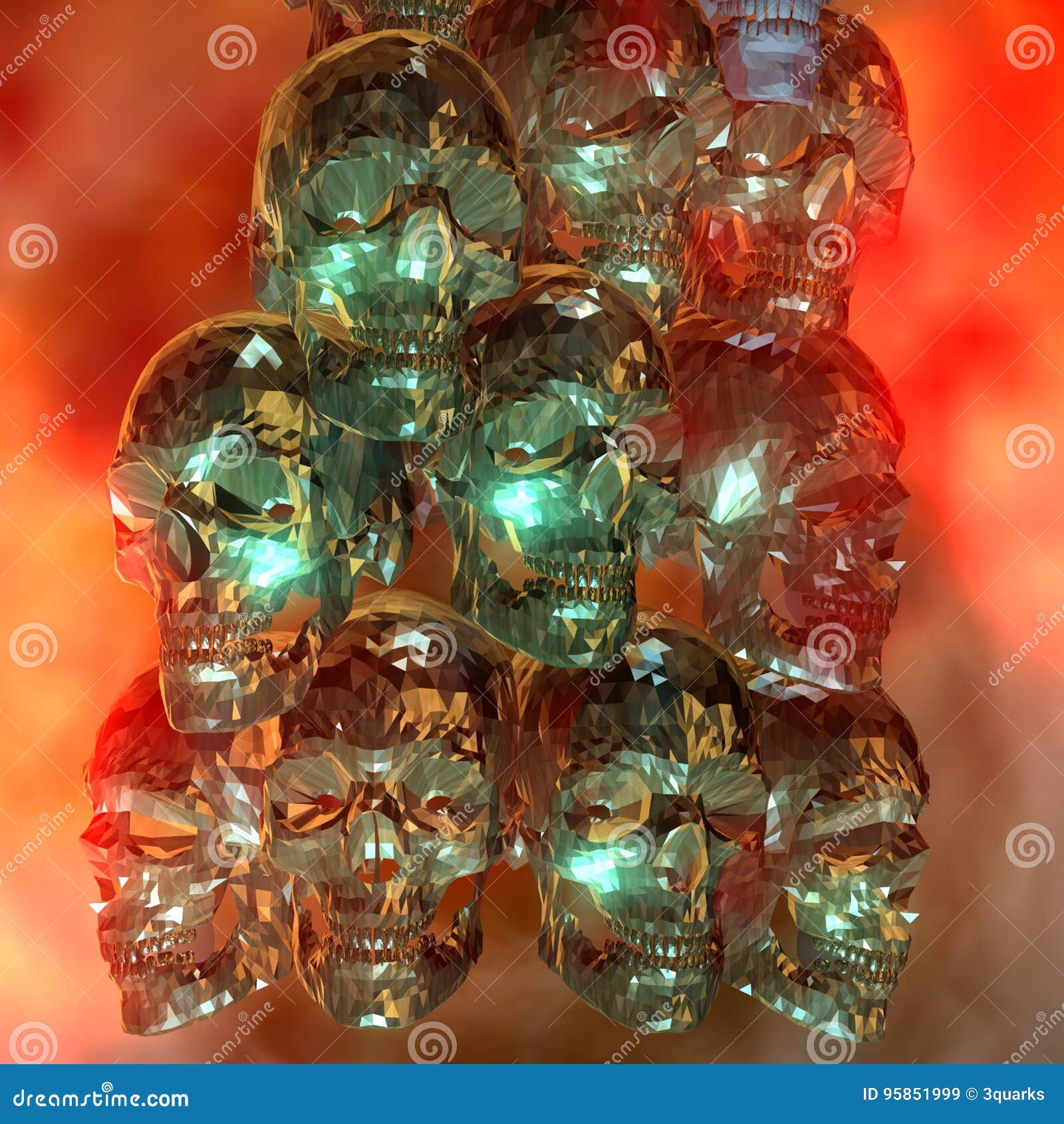 3D Illustration of Creepy Skulls Stock Illustration - Illustration of ...