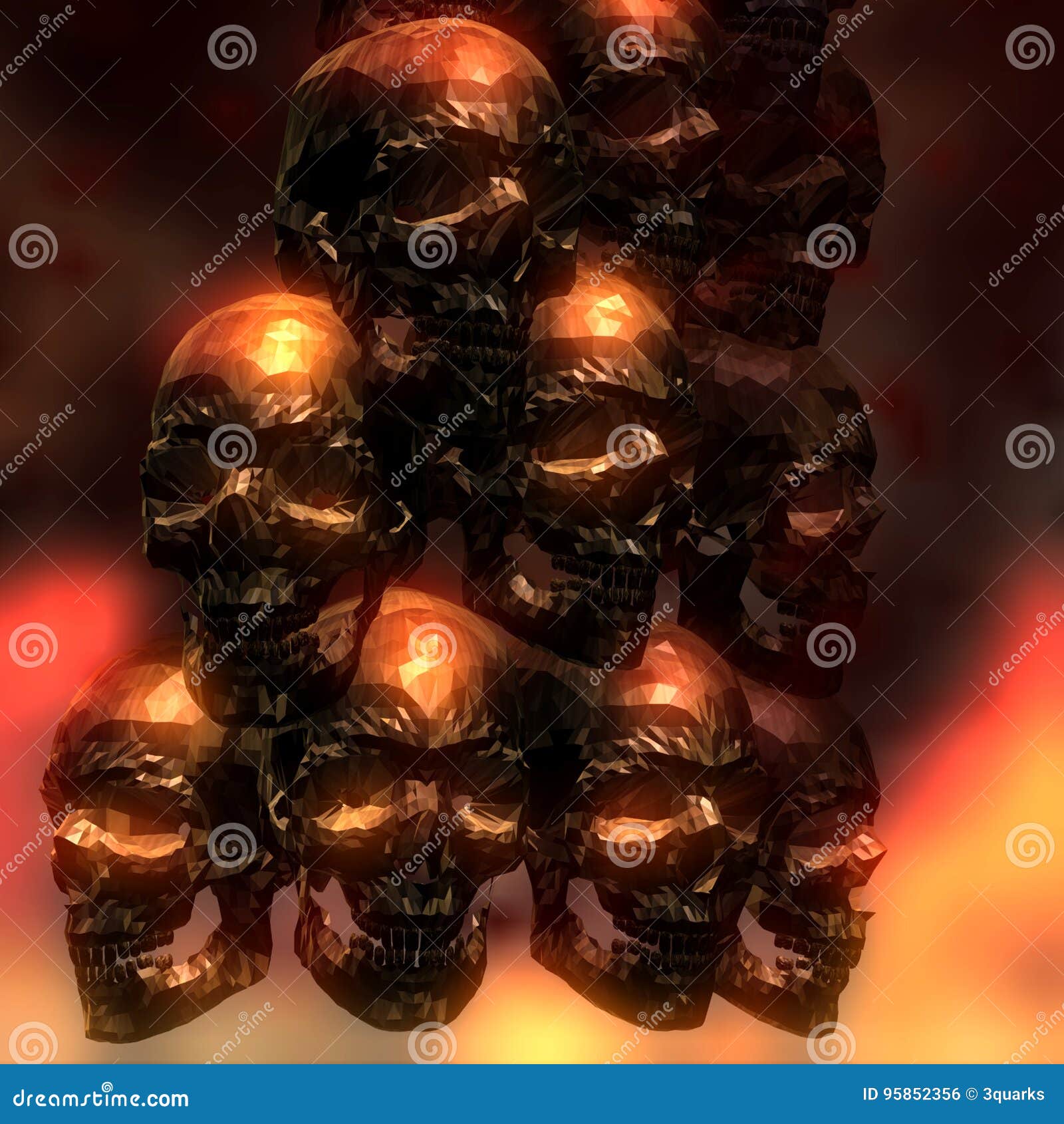 3D Illustration of Creepy Skulls Stock Illustration - Illustration of ...