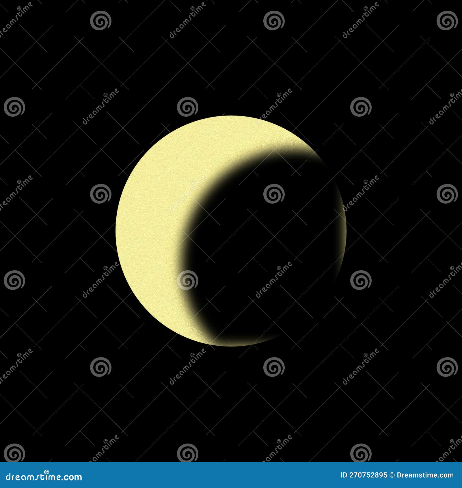 3D Illustration Crescent Moon on a Black Background Stock Illustration ...