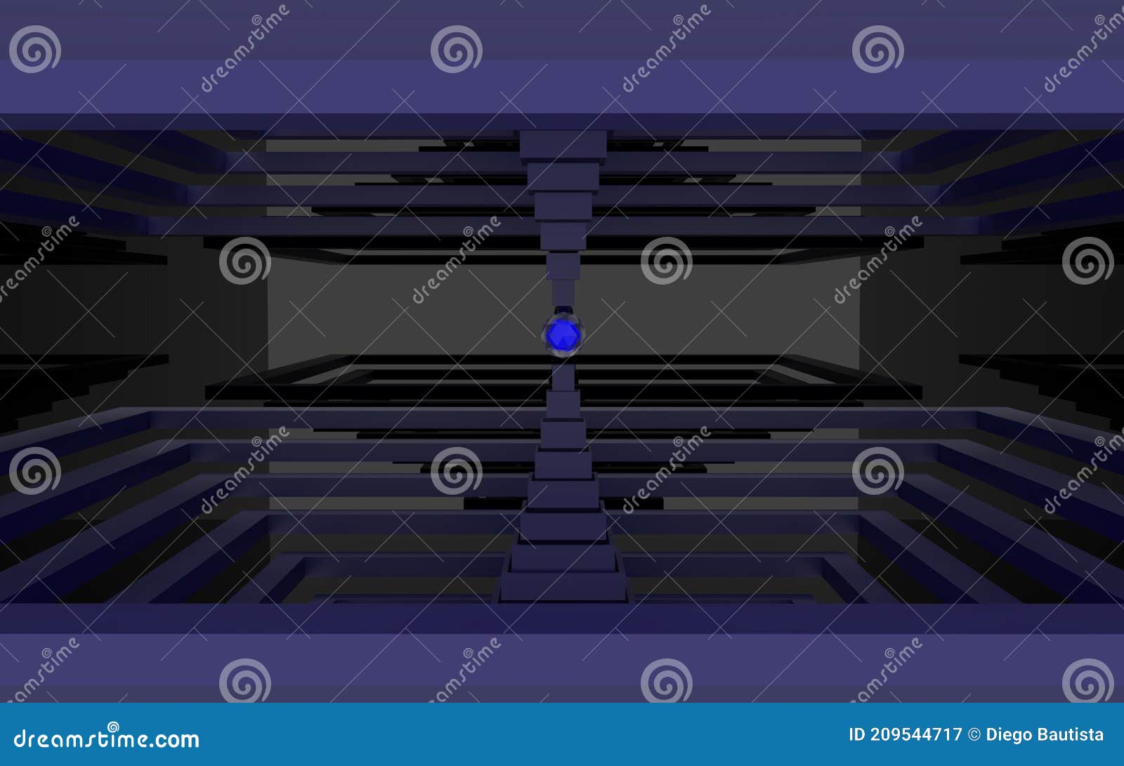 3d Illustration of a Cristal Icosahedron with a Blue Glowing Object ...